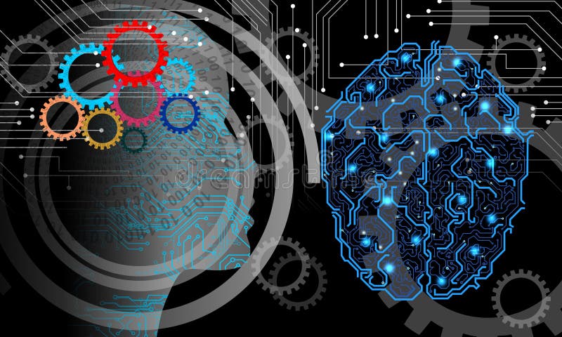 Abstract Cogs Futuristic Global Molecules Technology with Linear and ...