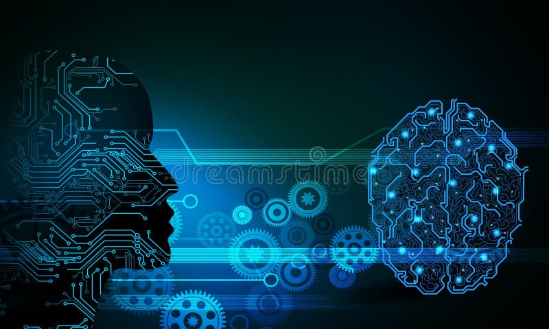 Abstract Cogs Electric Circuit Digital Brain, Binary Technology Concept ...