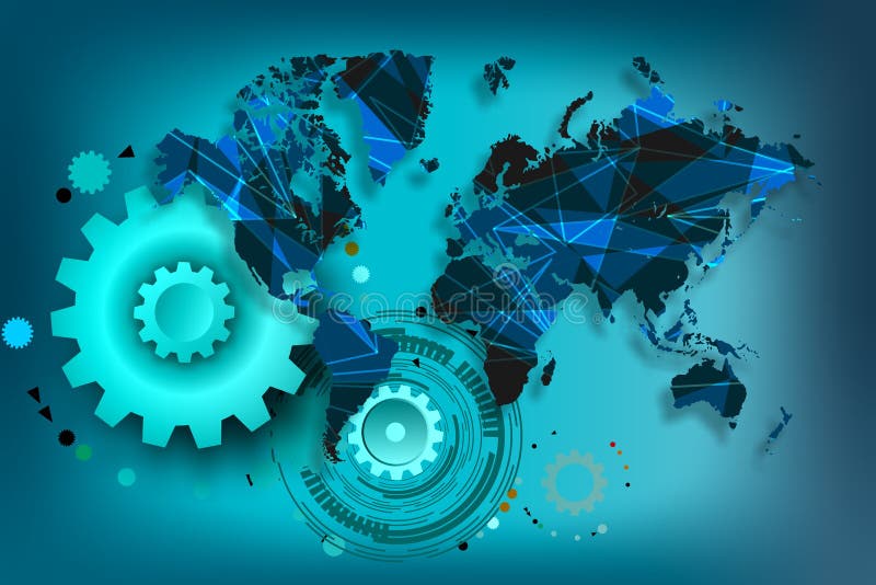 Cogs Futuristic Global Molecules Technology with Linear and Polygonal ...