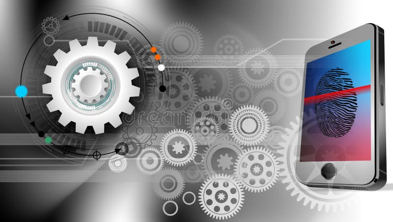 Abstract Cogs Futuristic Global Molecules Technology with Linear and ...