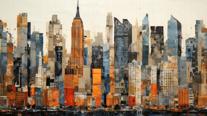 Abstract Collage Art of Cityscape View, Ai Stock Illustration ...