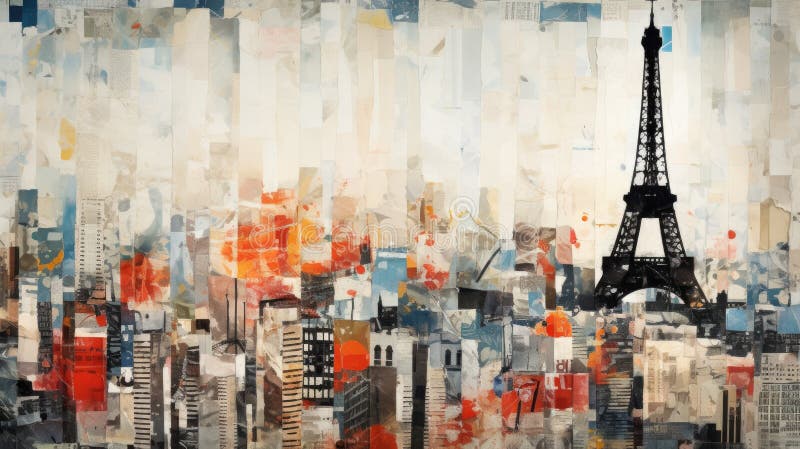 Abstract Collage Art of Cityscape View, Ai Stock Illustration ...