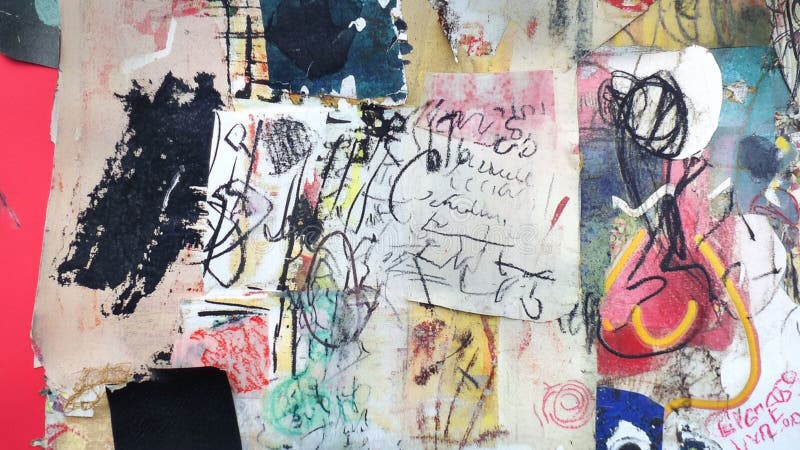 Abstract Collage Artwork Mixed Media Texture and Handwritten Notes ...