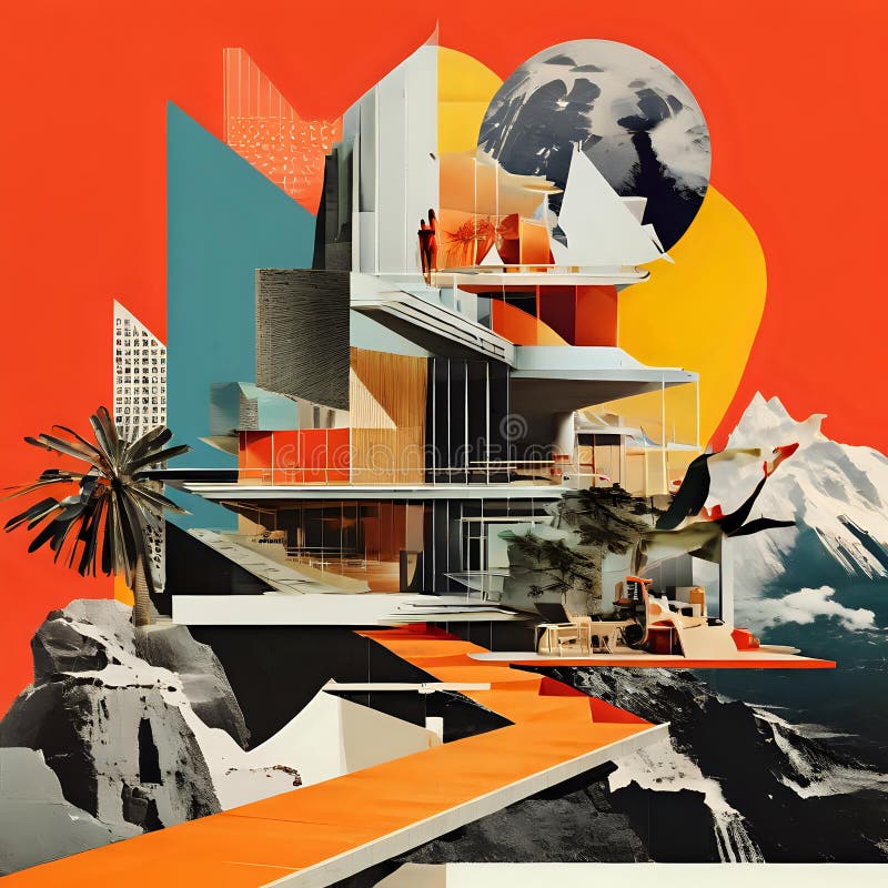 Architectural Symphony: a Collage of Modernity and Nature Stock ...