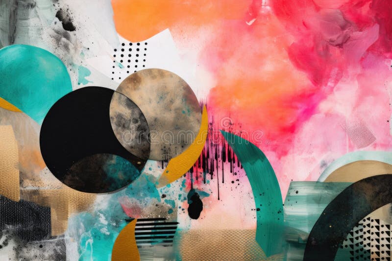 An Abstract Collage with Vibrant Colors, Shapes and Textures Stock ...