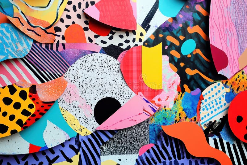 Abstract Collage of Colorful Shapes and Patterns Stock Illustration ...
