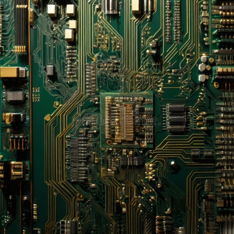 An Abstract Collage Combining Circuit Boards with Organic, Leafy ...