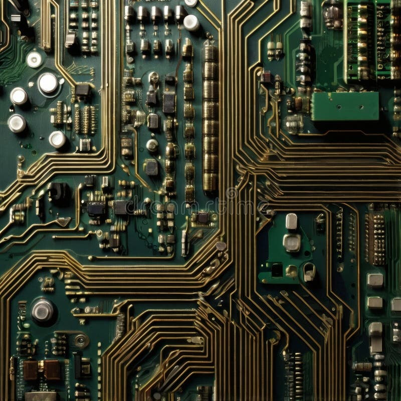 An Abstract Collage Combining Circuit Boards with Organic, Leafy ...