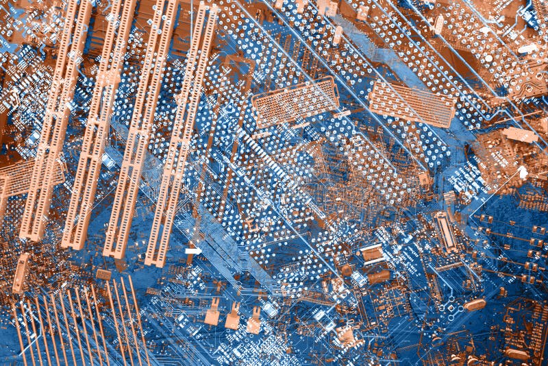 Abstract Collage of Electronic Circuit Boards Toned in Blue Stock Image ...