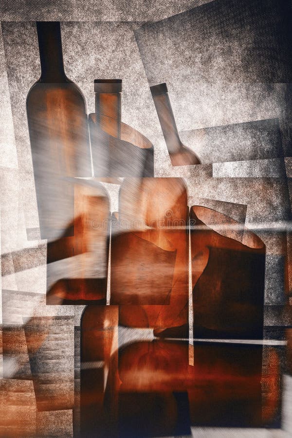 Abstract Collage with Fragments of Glass Bottles Stock Image - Image of ...