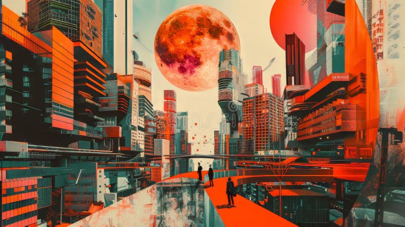 Abstract Collage of Futuristic Design Concepts Stock Illustration ...
