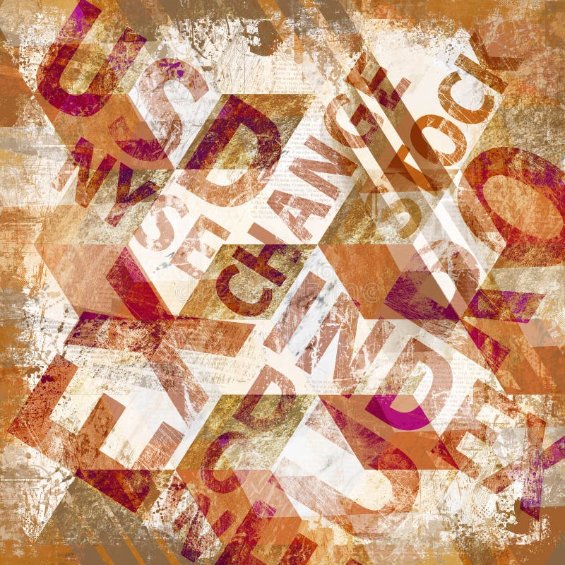 Abstract Collage with Grunge Textured Elements Stock Illustration ...