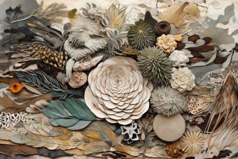 Abstract Collage of Natural Elements and Textures, with Hidden Details ...