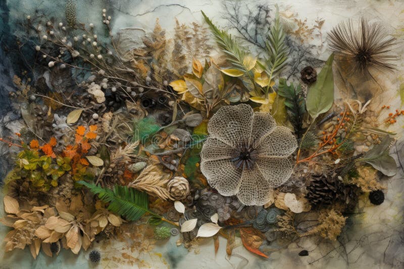 Abstract Collage of Natural Elements and Textures, with Hidden Details ...