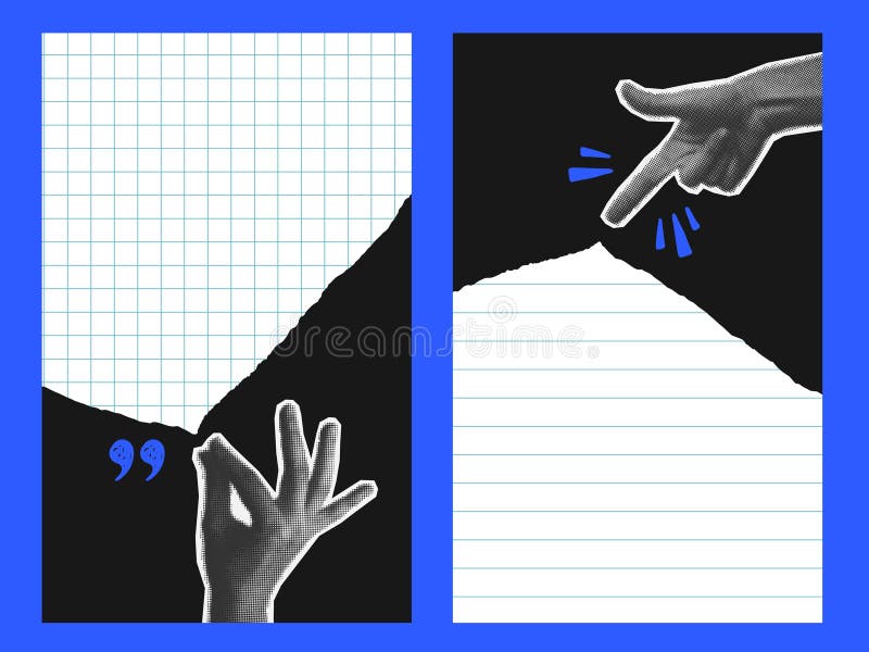 Abstract Collage Poster with Halftone Hand and Blank Lined List. Torn ...