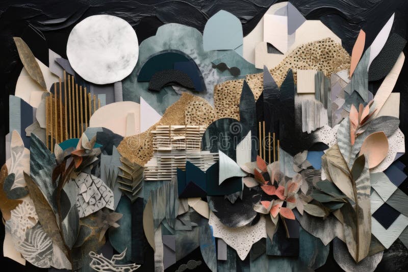 Abstract Collage of Random Shapes and Textures Stock Illustration ...