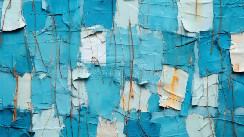 Abstract Collage: Ripped Cashmere and Turquoise Sticky Notes Stock ...