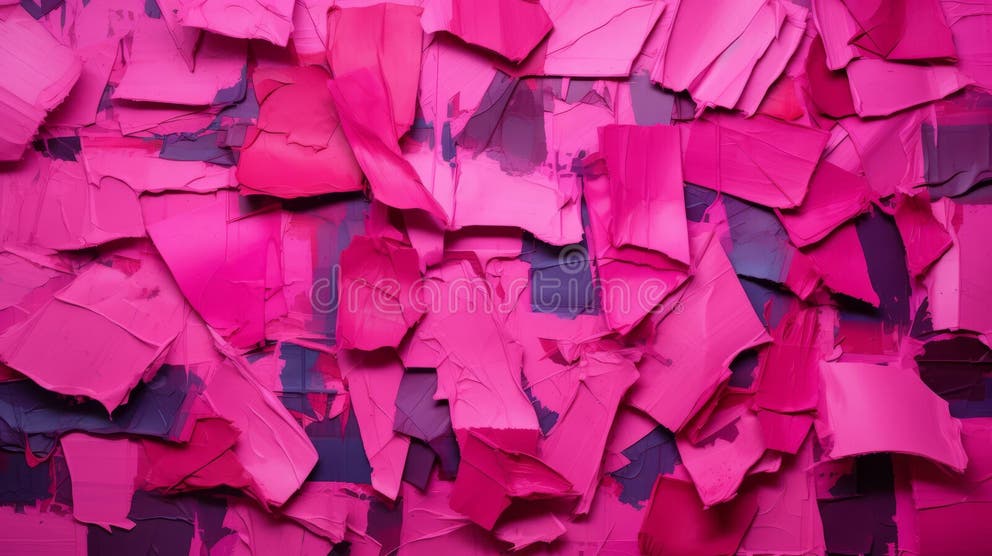 Abstract Collage of Ripped Neoprene with Fuchsia Sticky Notes Stock ...
