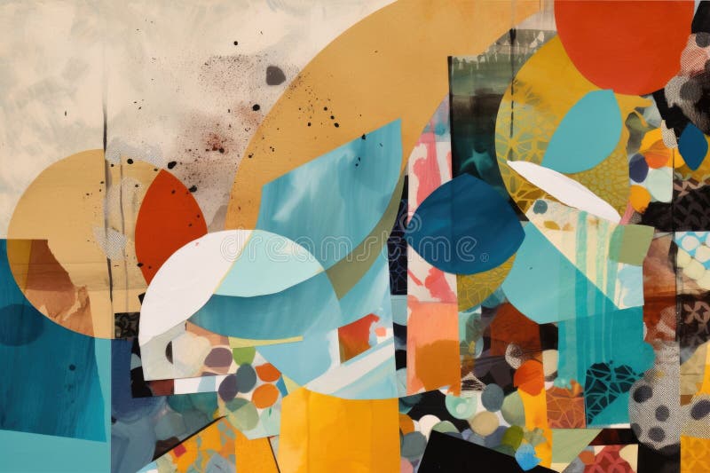 Abstract Collage of Shapes and Colors, with One Focal Point Stock ...