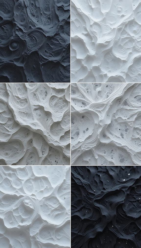 Abstract Texture Collage with Black White and Gray Relief Patterns ...