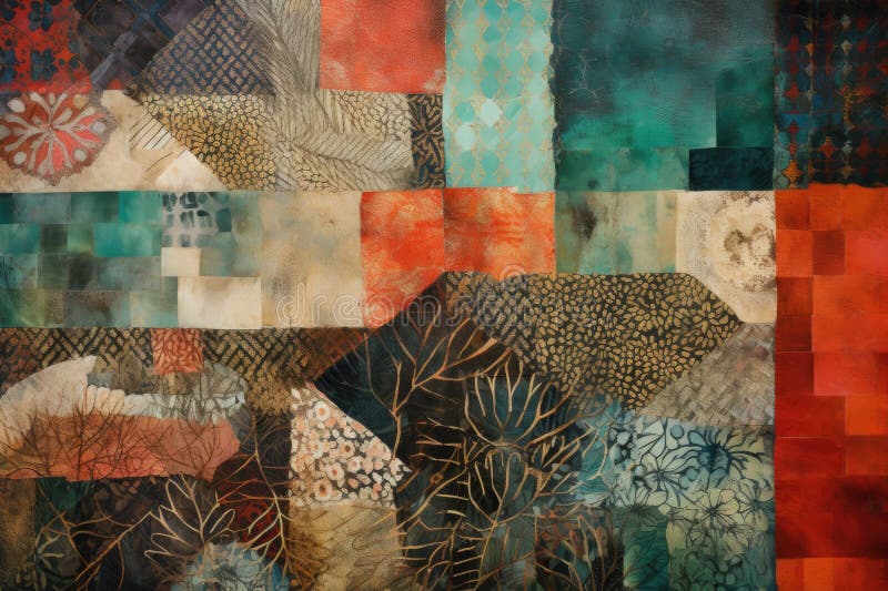 Abstract Collage of Textures and Patterns Stock Illustration ...