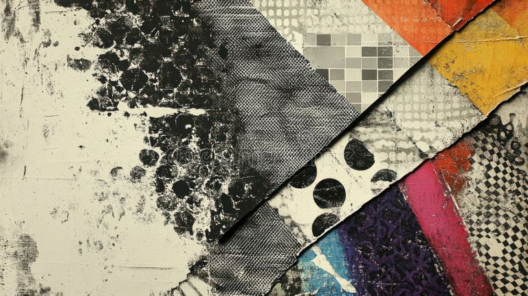 Abstract Collage of Textures and Patterns in Various Colors and Shapes ...