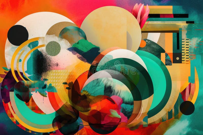 Abstract Collage with Vivid Colors and Unique Shapes Stock Illustration ...