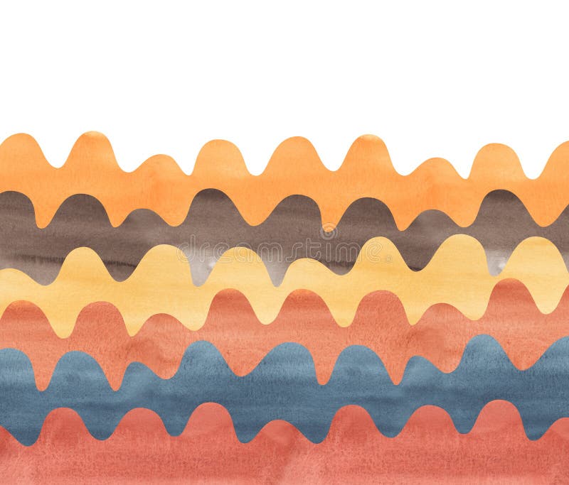 Abstract Collage Watercolor Striped Waves Painted Background. Paper ...