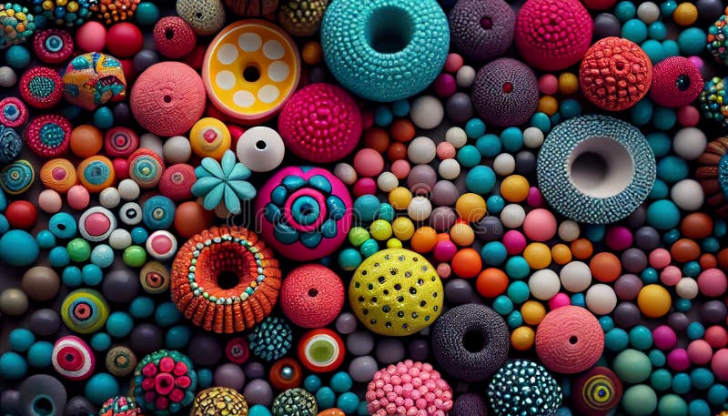 Abstract Collection of Vibrant Sphere Shapes, No People ,generative AI ...