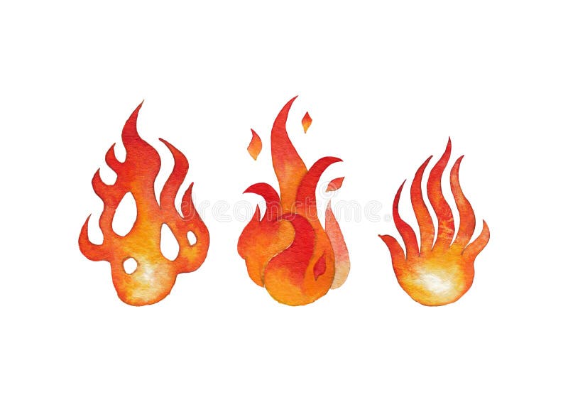 Watercolor fire flames stock illustration. Illustration of flare ...