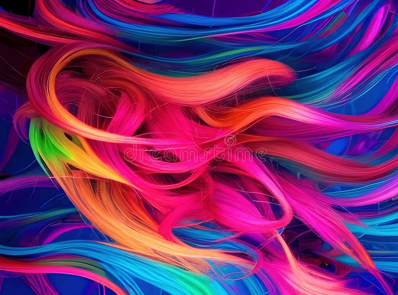 Abstract Coloful Background, Multicolored and Wavy Hairs Pattern Stock ...