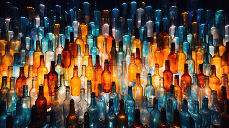 Abstract Color Background with a Collection of Empty Bottles Stock ...