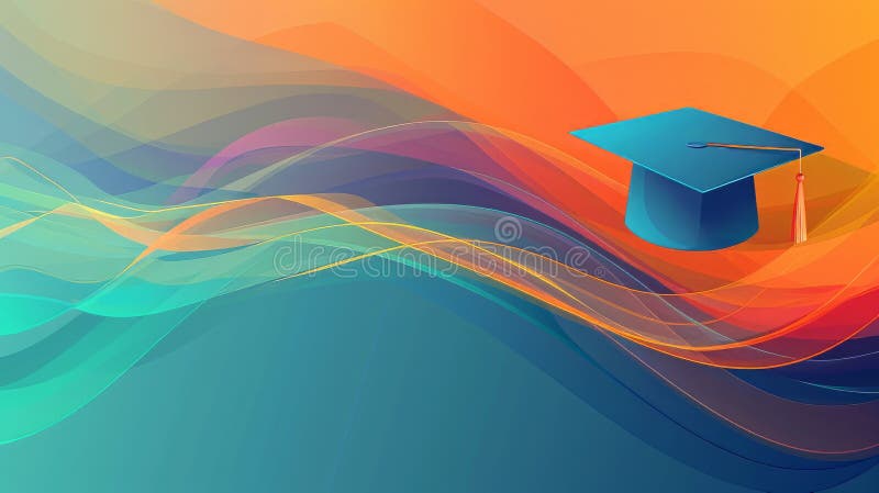 Abstract Color Background with a Graduated Cap and Diploma Icons Stock ...