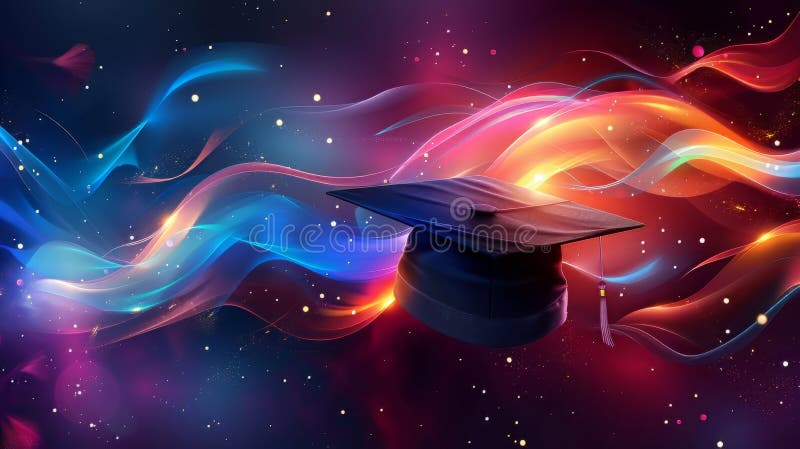 Abstract Color Background with a Graduated Cap Floating Gracefully ...