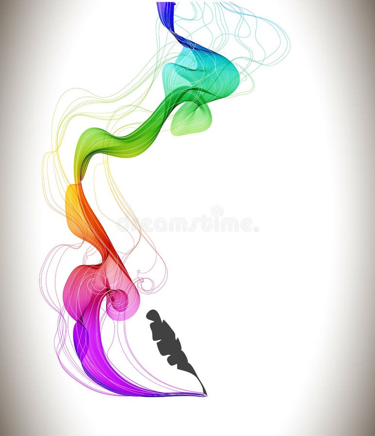 Abstract Color Background with Wave and Feather Pen Stock Vector ...