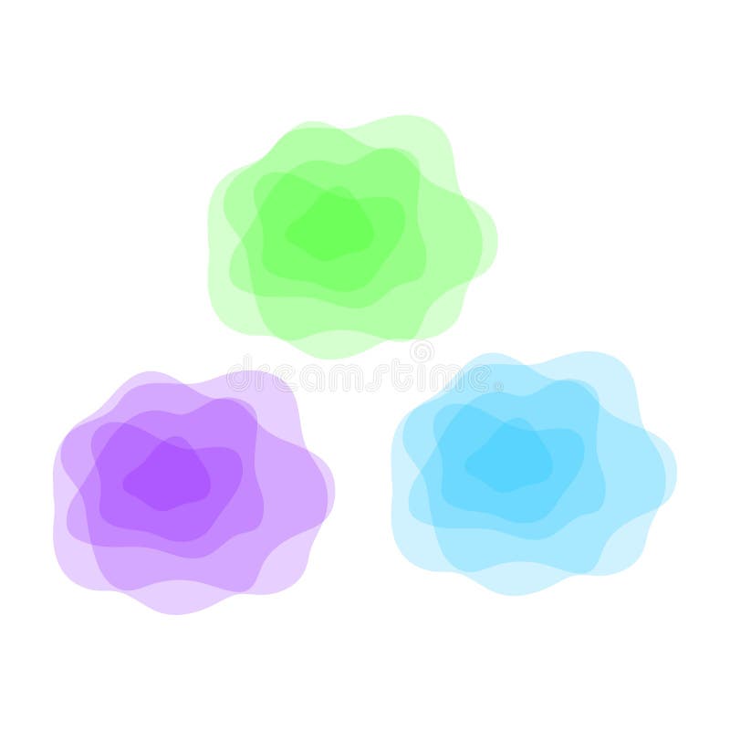 Abstract Color Blobs. Layered Translucent Shapes. Green, Blue, Purple ...