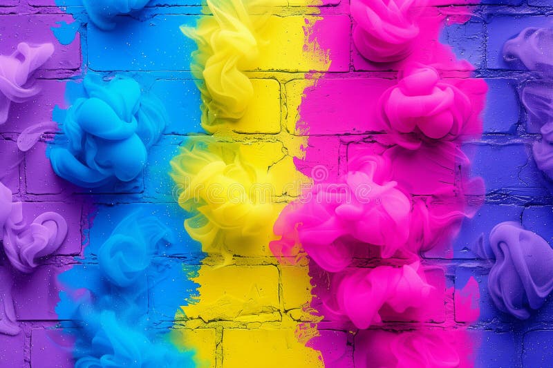 Abstract Color Burst on Brick Wall Background Stock Illustration ...
