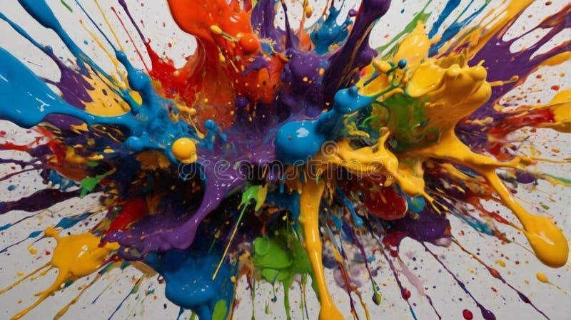 Abstract Color Burst: Dynamic Watercolor Splash on White Canvas Stock ...