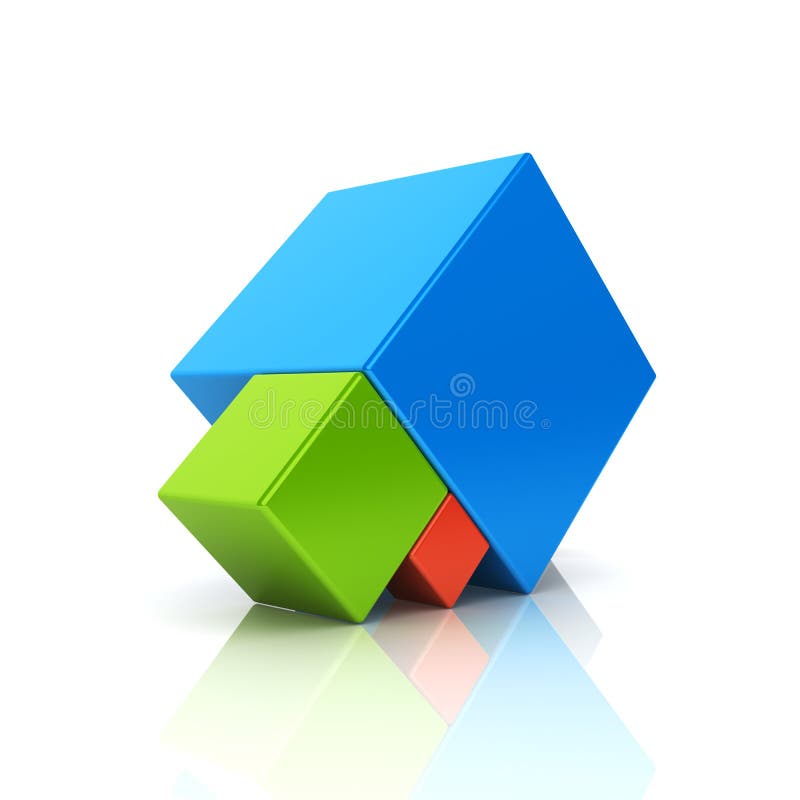 Abstract Color Business Symbol with 3 Cubes Stock Illustration ...