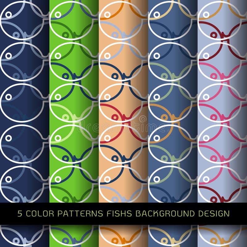 Abstract 5 Color Creative Fish Seamless Pattern Stock Vector ...