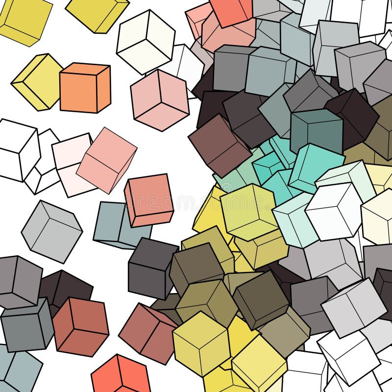 Abstract Color Cubes Element Background. Overlapping Geometry Design ...