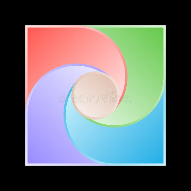 Abstract Color Dynamic Logo or Label. Square with Swirl Lines and ...