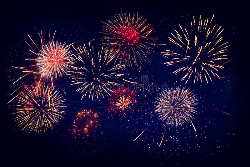 Abstract Color Fireworks Display on Dark Sky Background Stock Image ...