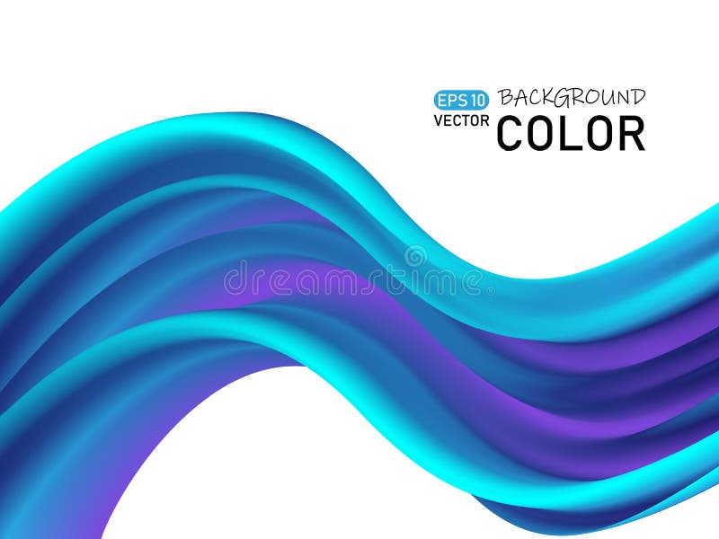 Abstract Color Flow Shape Poster Design. Blue 3D Wave Stock Vector ...