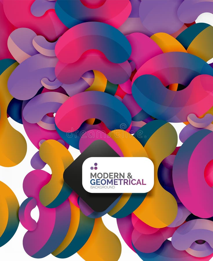 Abstract Color Geometric Round Shapes on White Stock Vector ...