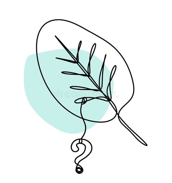 Abstract Color Leaf with Question Mark As Line Drawing on the White ...