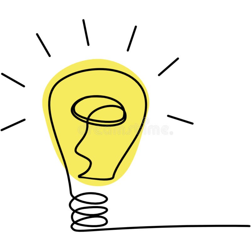 Abstract Color Light Bulb As Line Drawing on White Background Stock ...