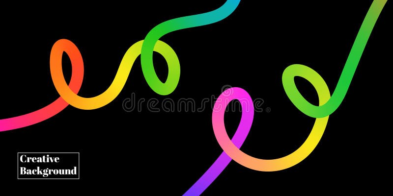 Abstract Color Line Shapes on a Black Background Featuring Gradient ...