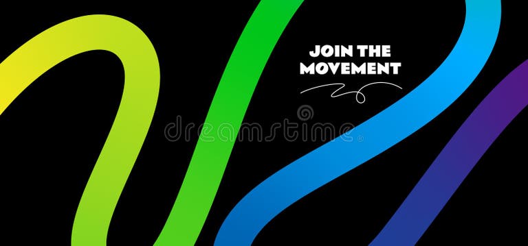 Abstract Color Line Shape on a Black Background. Vector Curve Gradient ...