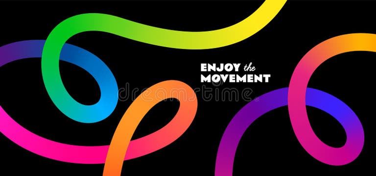 Abstract Color Line Shapes Pattern on Black Background. 3D Wave Shapes ...